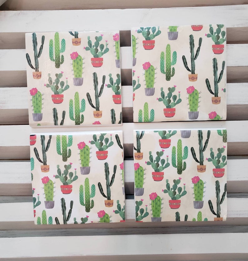 Cactus Coasters Set of 4 | Etsy
