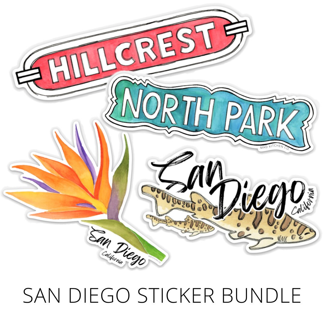 San Diego Sticker Bundle | California Gift Mission Beach Pacific Vinyl ...