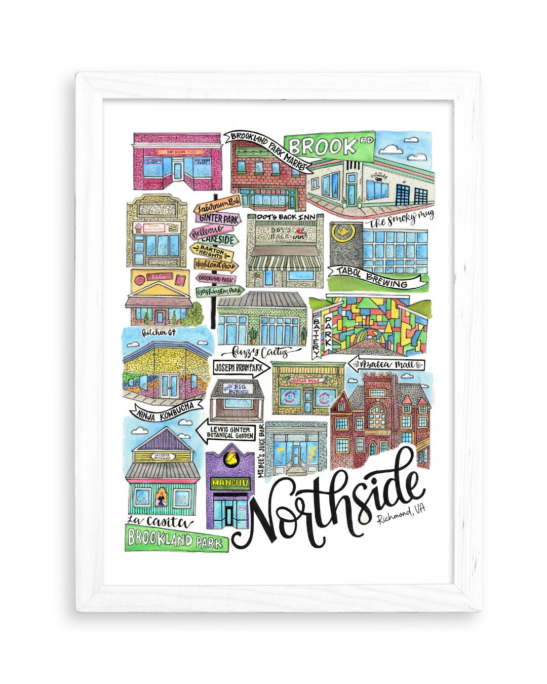 Northside RVA Art Print | Richmond Virginia Lakeside Bellevue Ginter ...