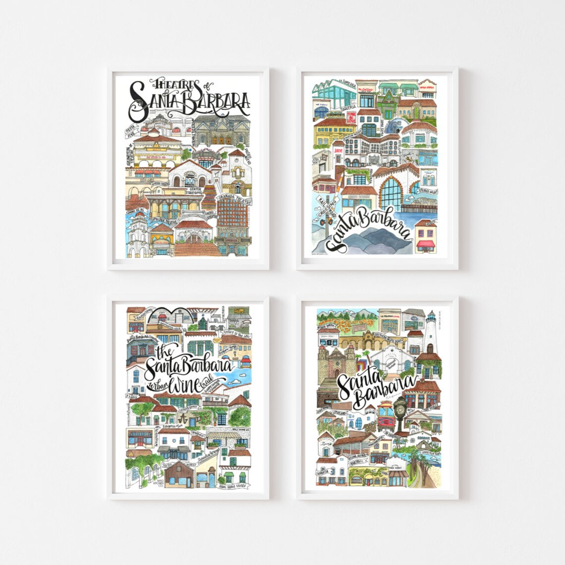 Santa Barbara Urban Wine Trail Art Print | California UCSB Santa Ynez ...