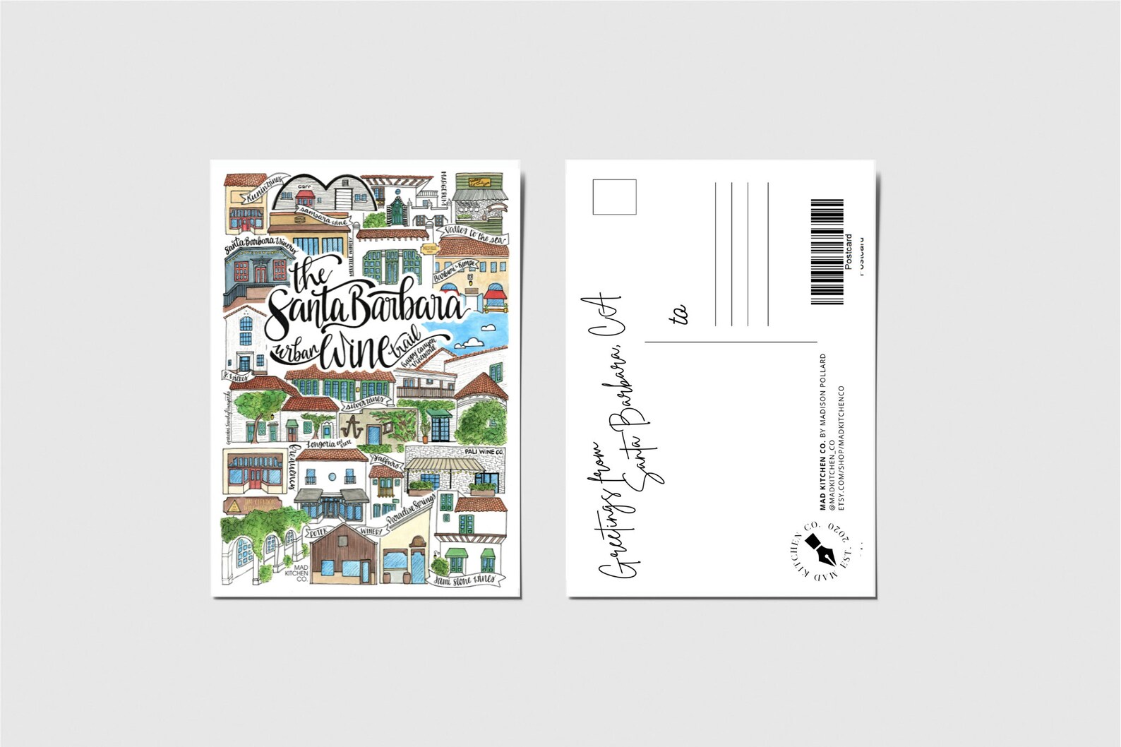 Santa Barbara Urban Wine Trail Art Print | California UCSB Santa Ynez ...