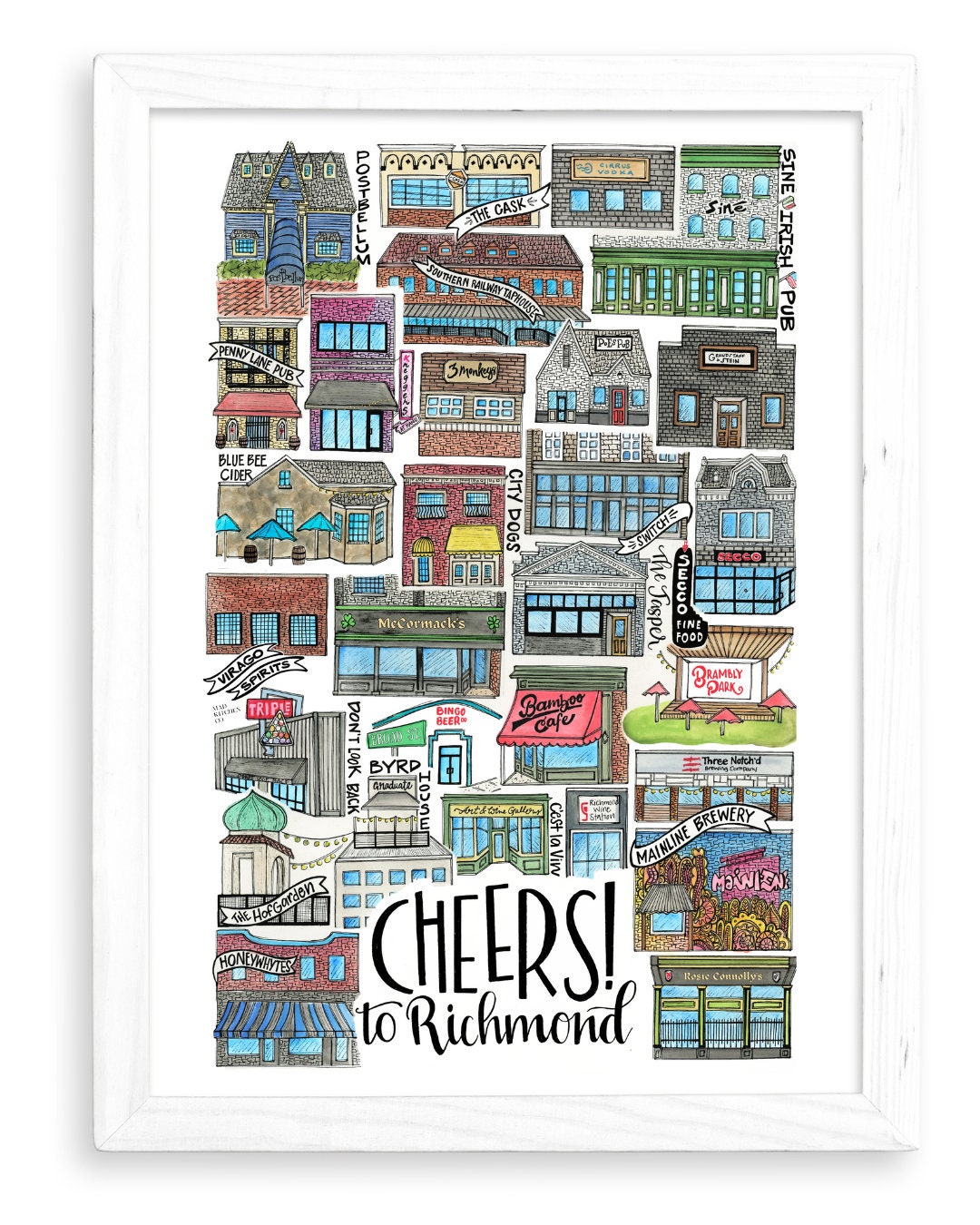 Cheers to Richmond | Art Print RVA Virginia Happy Hour Bar Drinks ...