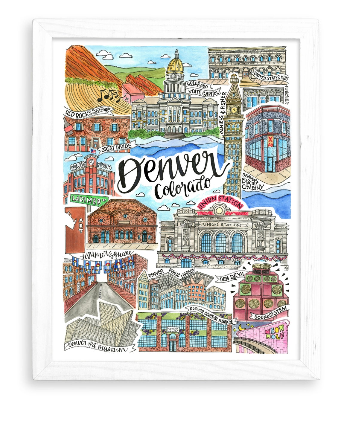 Denver, CO Art Print | Colorado Red Rocks Amphitheatre Rocky Mountains ...