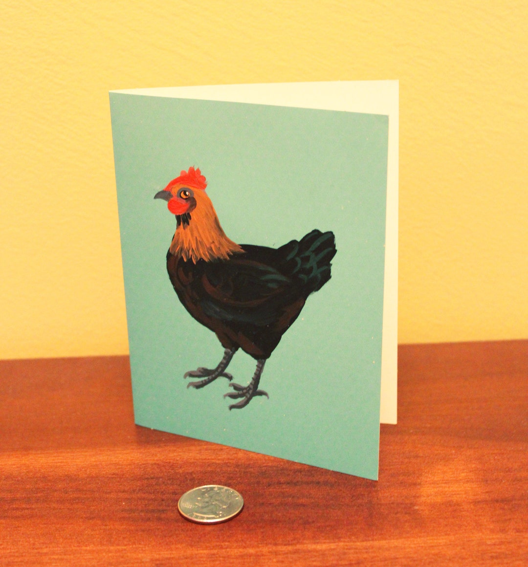 Hand-painted Farmhouse Hen Card - Black Copper Marans - Etsy