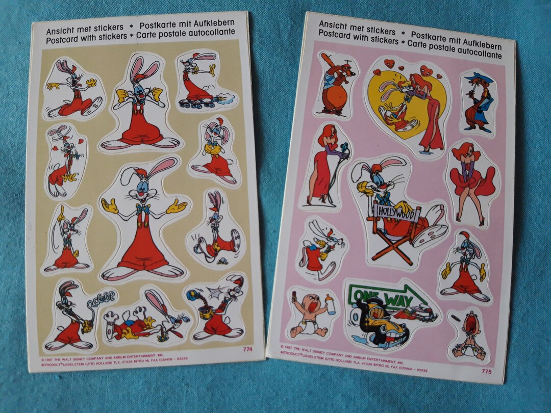 Vintage Roger Rabbit Stickers Postcard Introduct Holland 1988 - Etsy