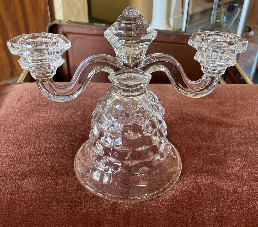 Fostoria American Crystal Bell Shaped Double Light Candleholders - Etsy