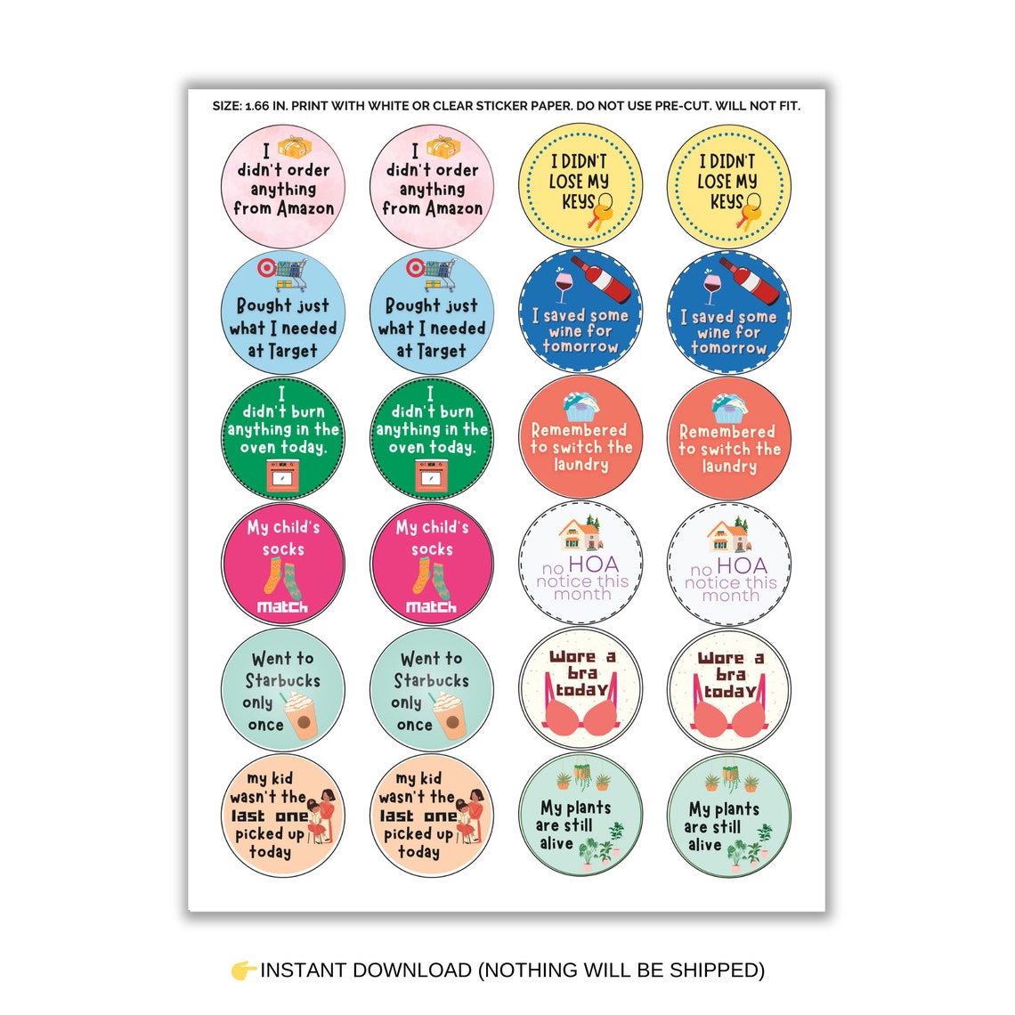 Adulting Stickers, Circle Planner Stickers, Digital PNG Sticker ...