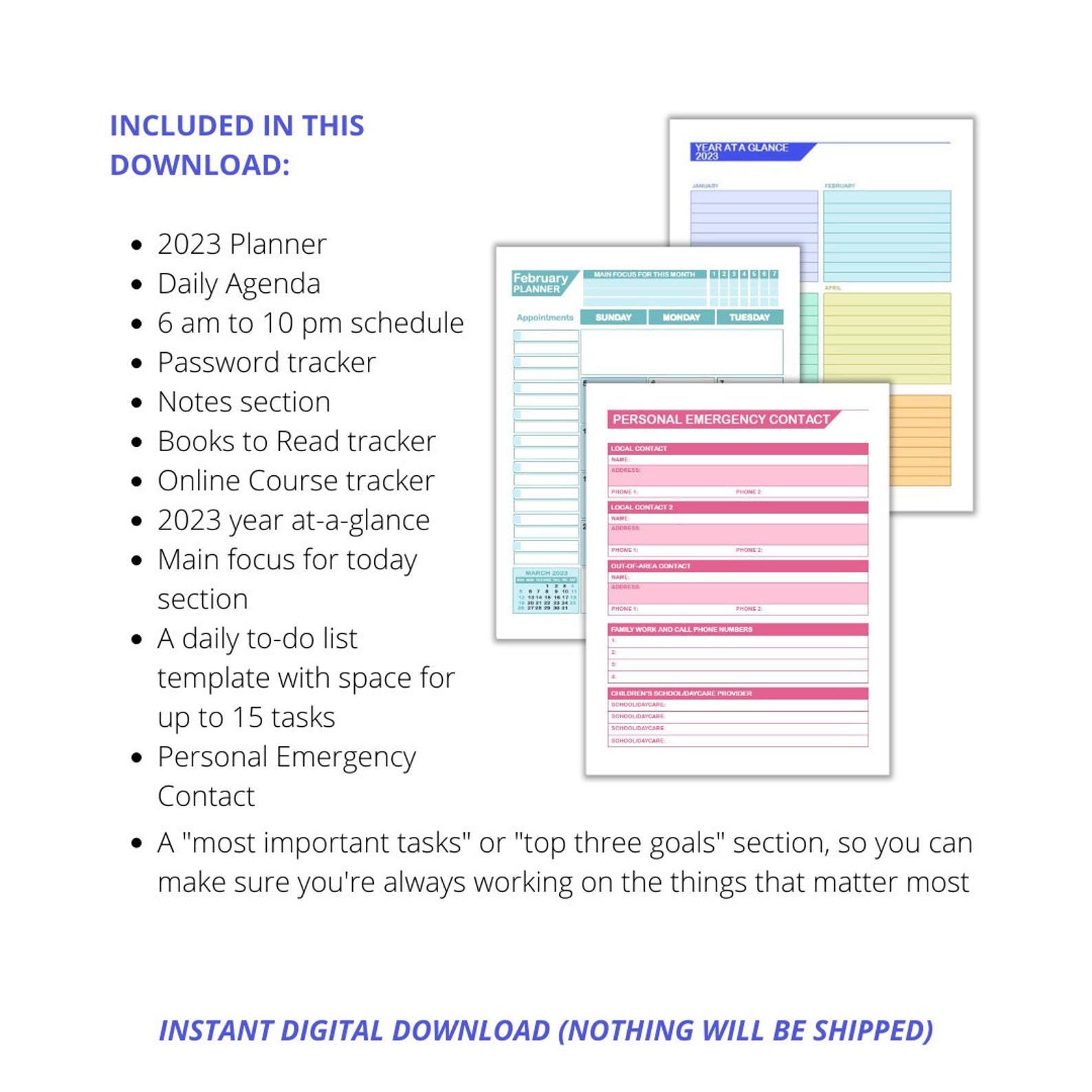 2023 Daily Planner, to Do List Template, Daily Checklist Printable ...