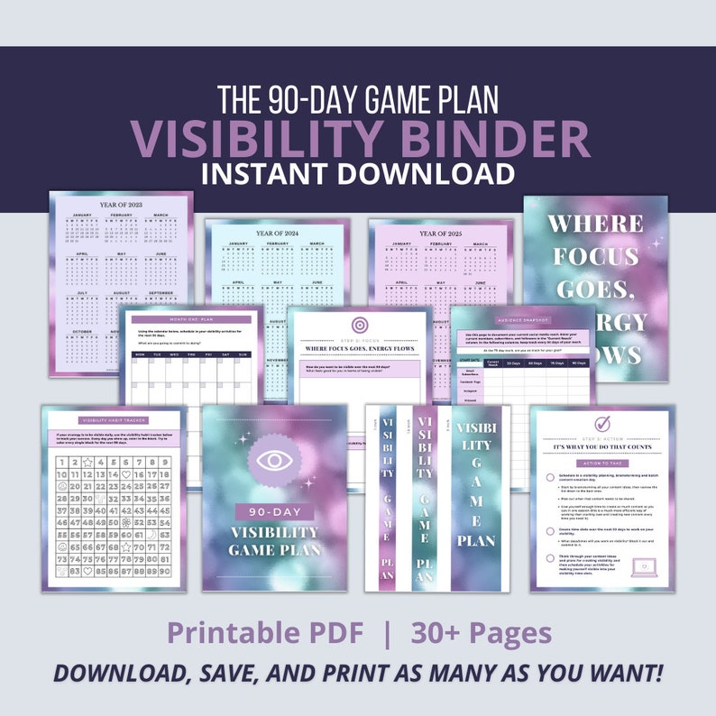 90 Day Visibility Planner, Goal Setting Social Media Planner Printable ...