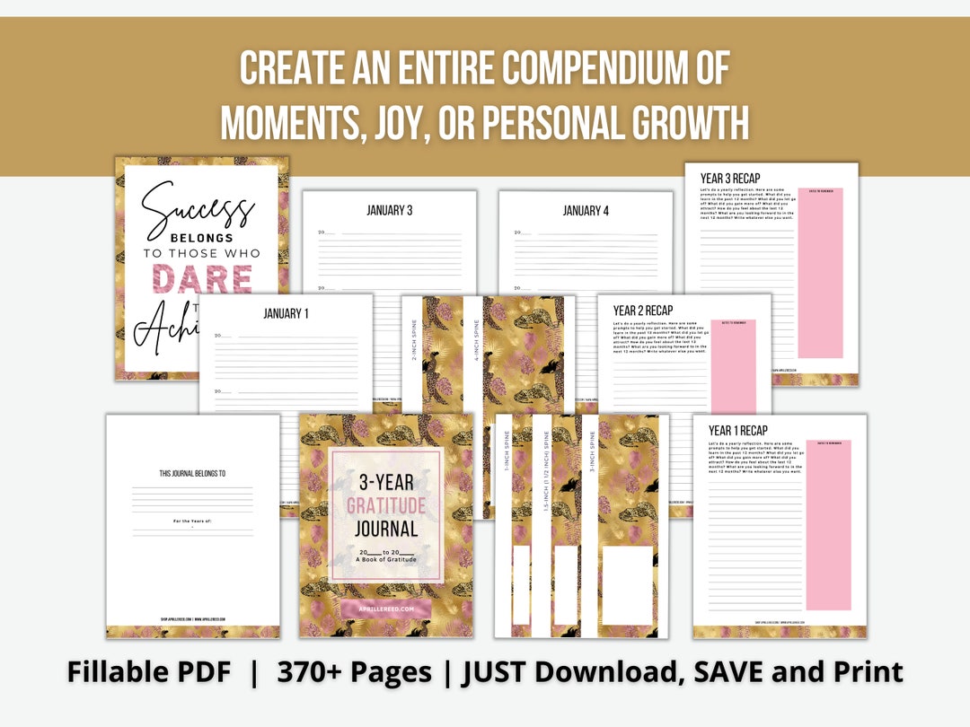 African Patterns Themed 3 Year Gratitude Journal, Printable Evening ...