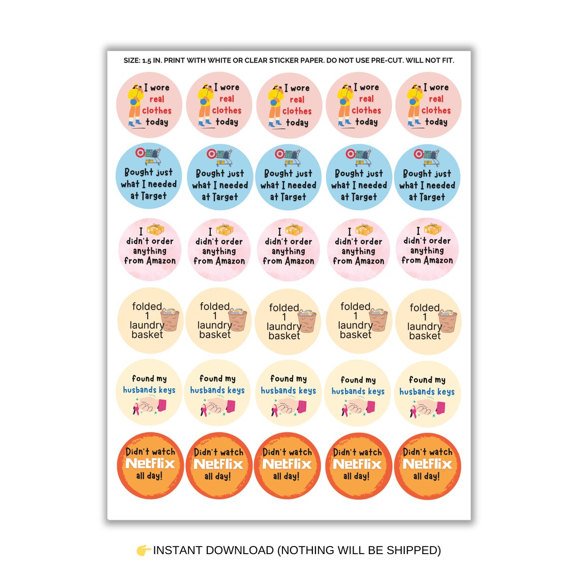 Adulting Stickers, Circle Planner Stickers, Digital PNG Sticker ...