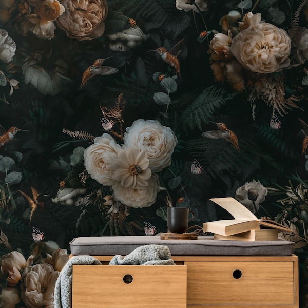 Big Floral Wallpaper - Etsy