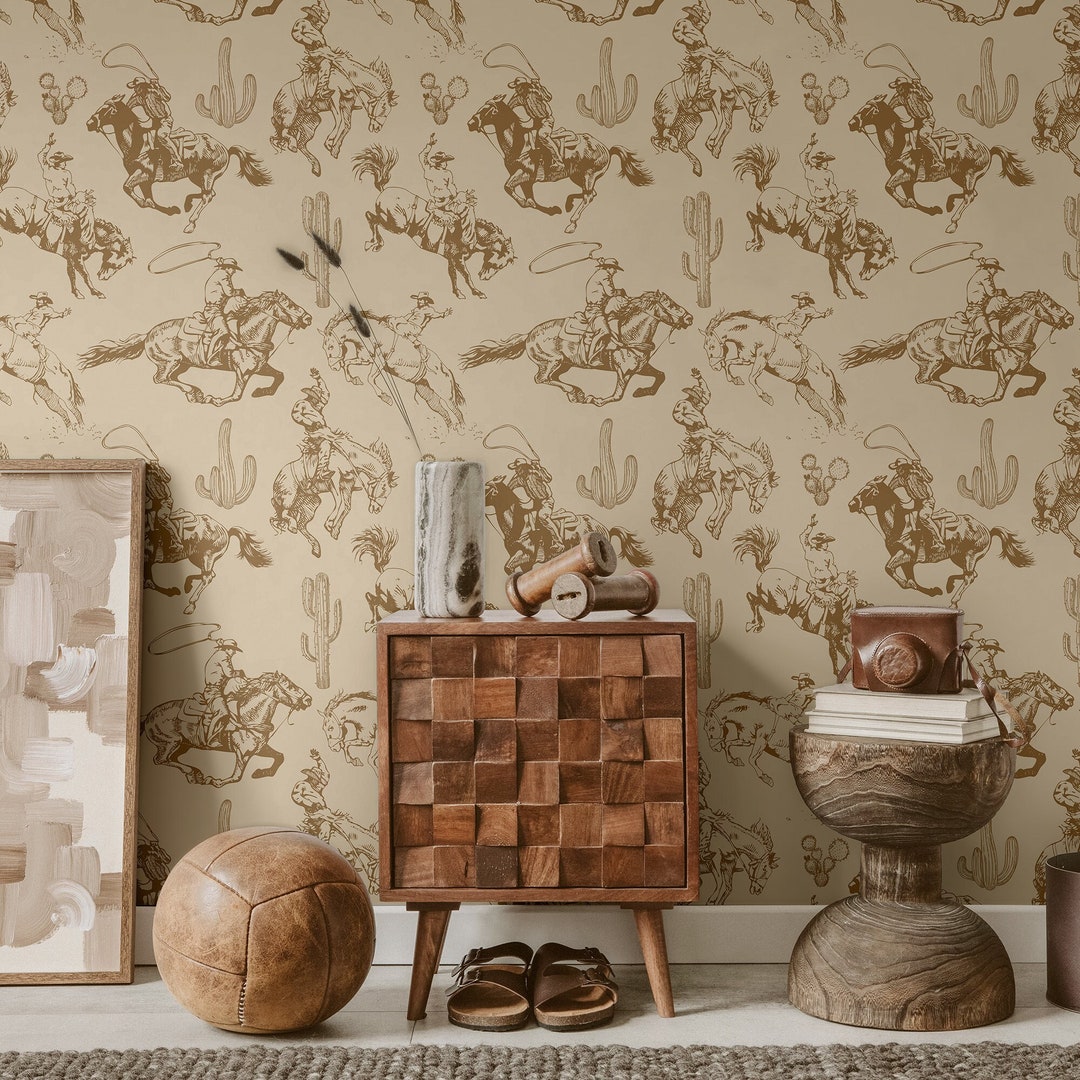Vintage Western Wallpaper Cowboy Wall Paper Western Themed Nursery ...