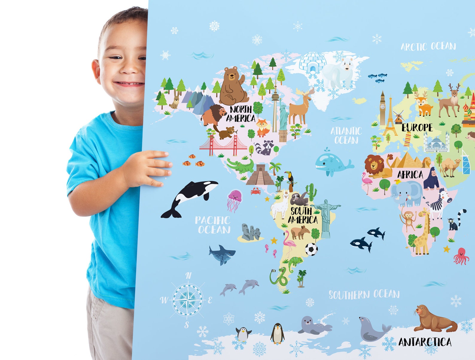 World Map Poster for Kids Playroom Wall Art Kids Room Decor - Etsy