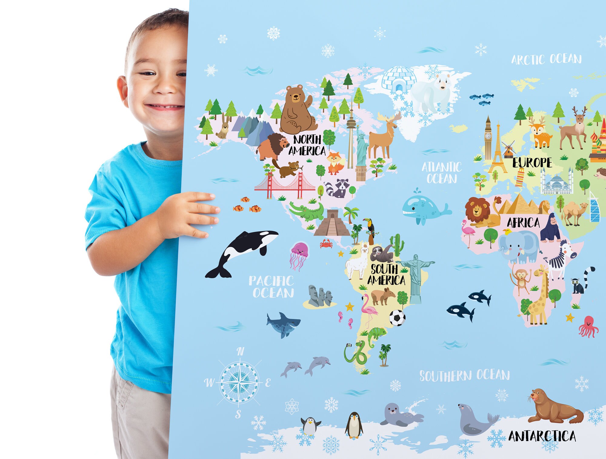 World Map Poster for Kids Playroom Wall Art Kids Room Decor - Etsy