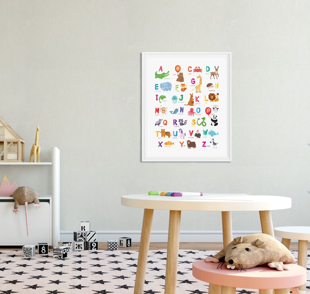 Alphabet Poster Playroom Decor ABC Animal Nursery Decor Kids Wall Art ...