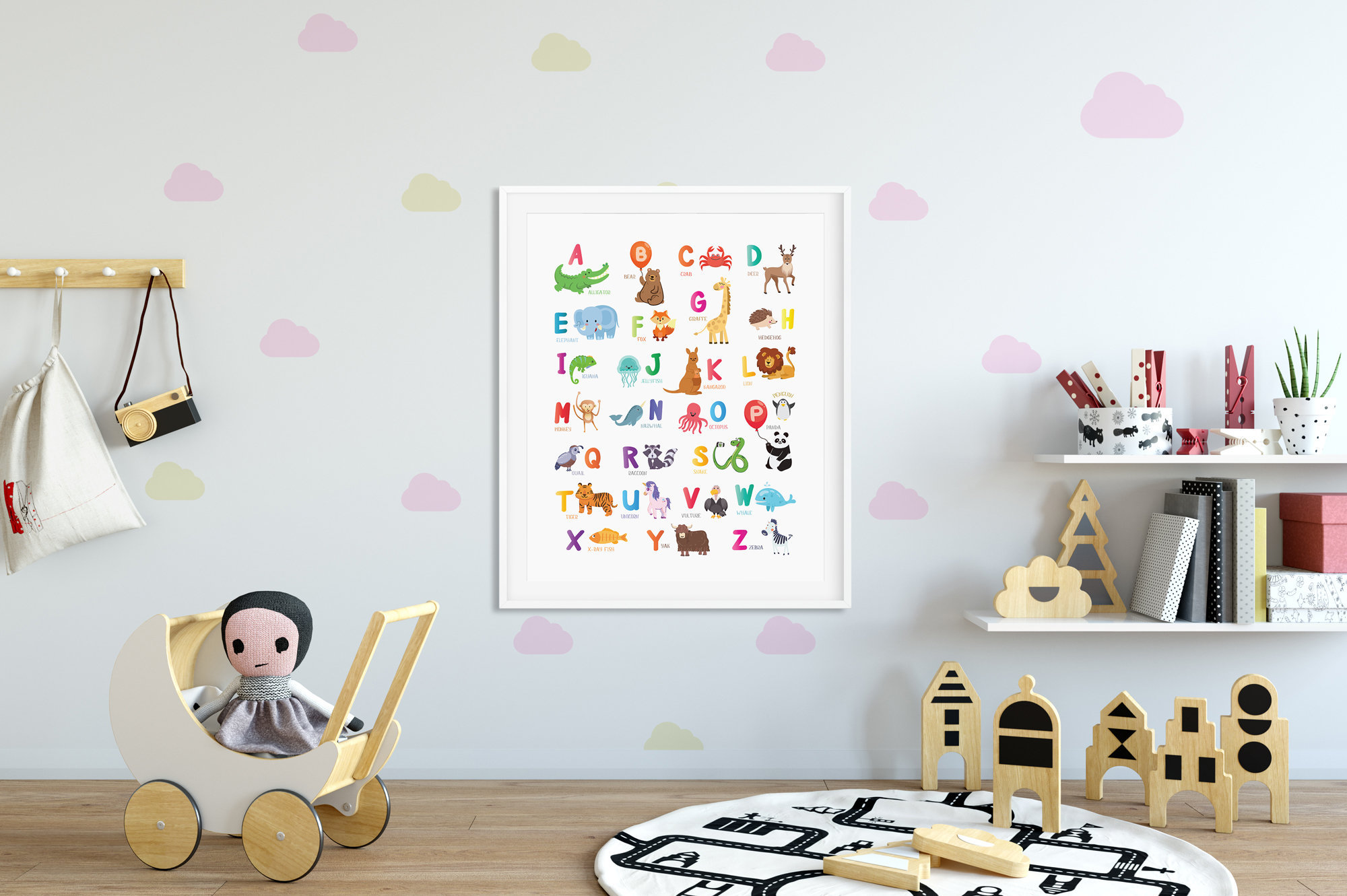 Alphabet poster Playroom decor ABC Animal nursery decor Kids | Etsy