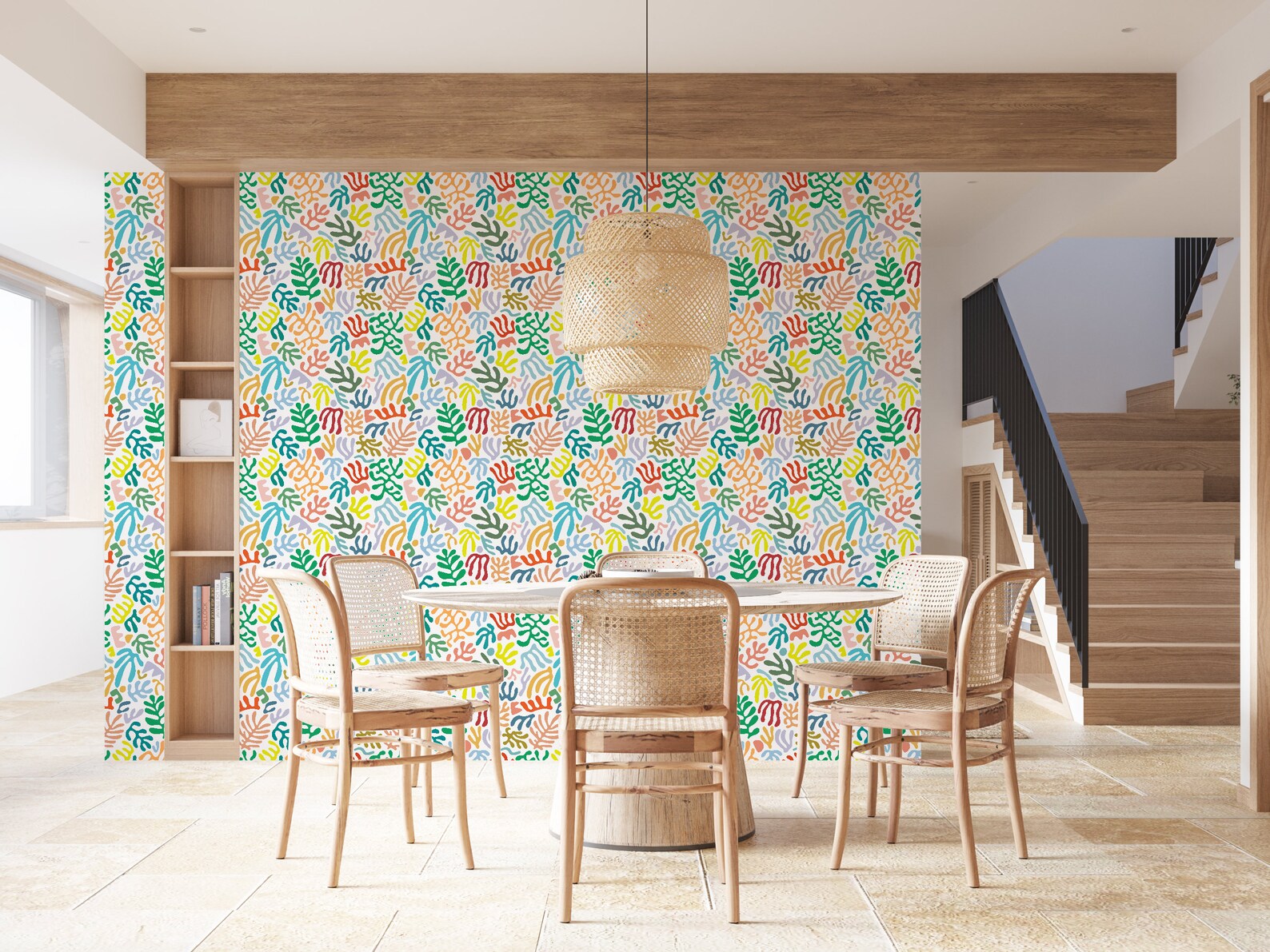 Abstract Wallpaper Playful Multicolor Cutout Shapes | Etsy