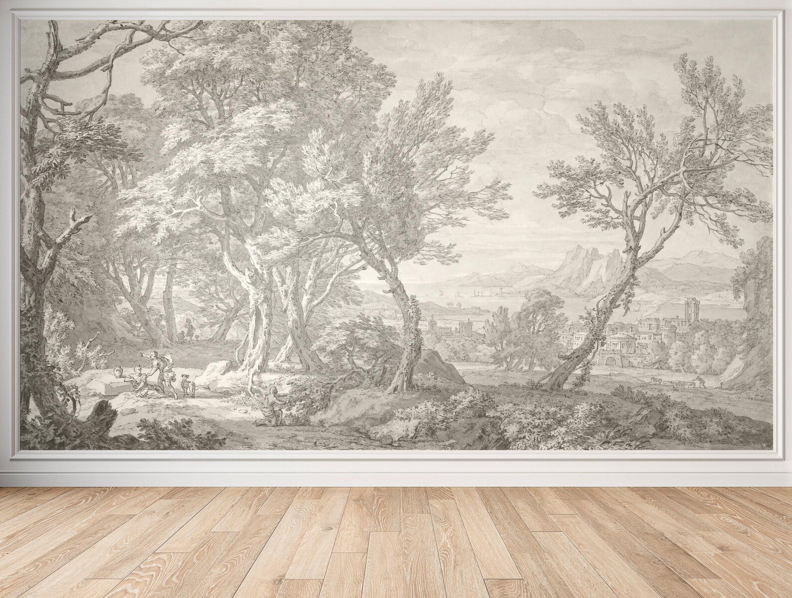 Vintage Landscape Wallpaper Wall Mural Old Painting Art Traditional or ...