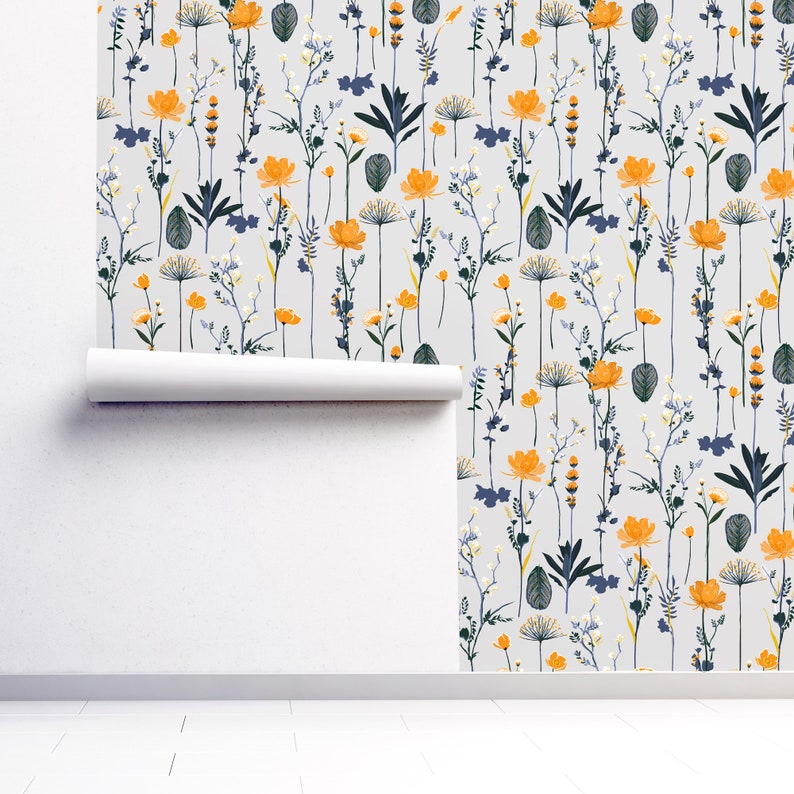Wildflower wallpaper Peel and stick removable Floral wall | Etsy