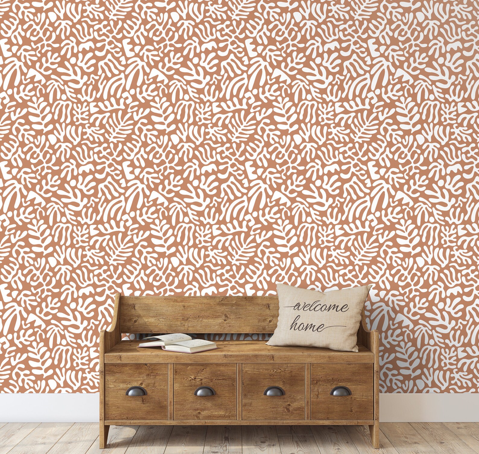 Terracotta Wallpaper Abstract Modern Cutout Shapes - Etsy