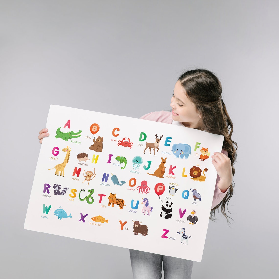 Alphabet Poster Animal Nursery ABC Kids Wall Art Animal - Etsy
