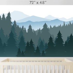 Forest Wall Mural Peel and Stick Wallpaper Pine Tree Woodland Adventure ...