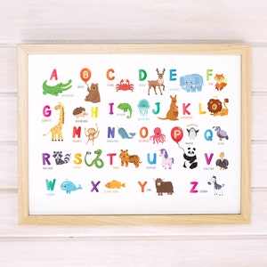 Alphabet Poster Animal Nursery ABC Kids Wall Art Animal Alphabet Print ...