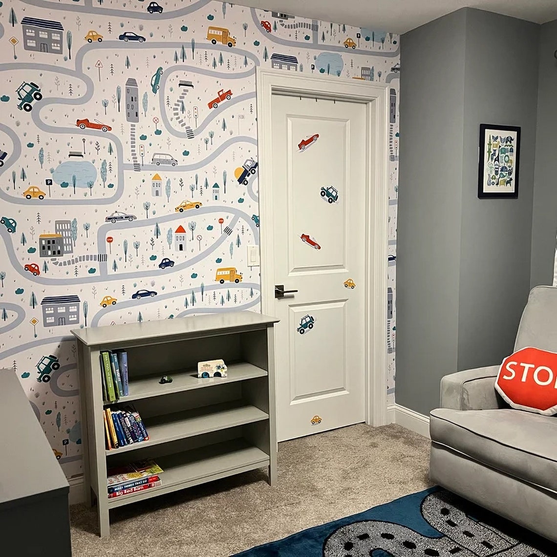 Cars and Roads Wallpaper for Boys Room Decor Peel-and-stick Vinyl Wall ...