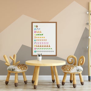 Numbers Printable Kids Wall Art Educational Poster Animal Nursery Art ...