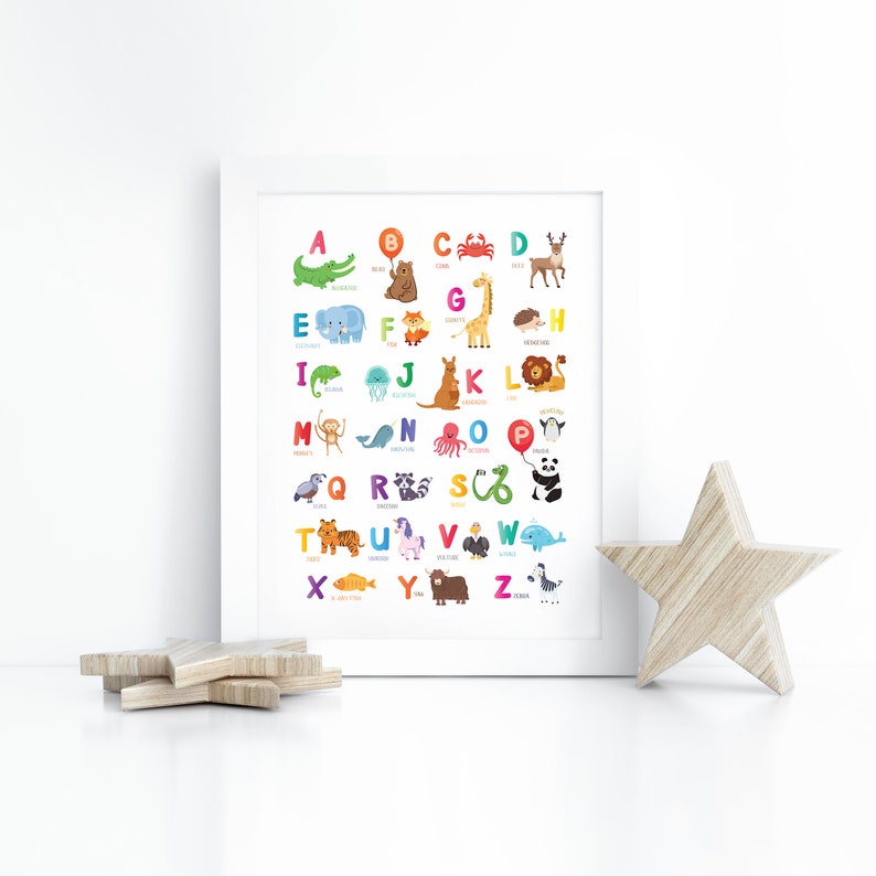 Alphabet poster Playroom decor ABC Animal nursery decor Kids | Etsy