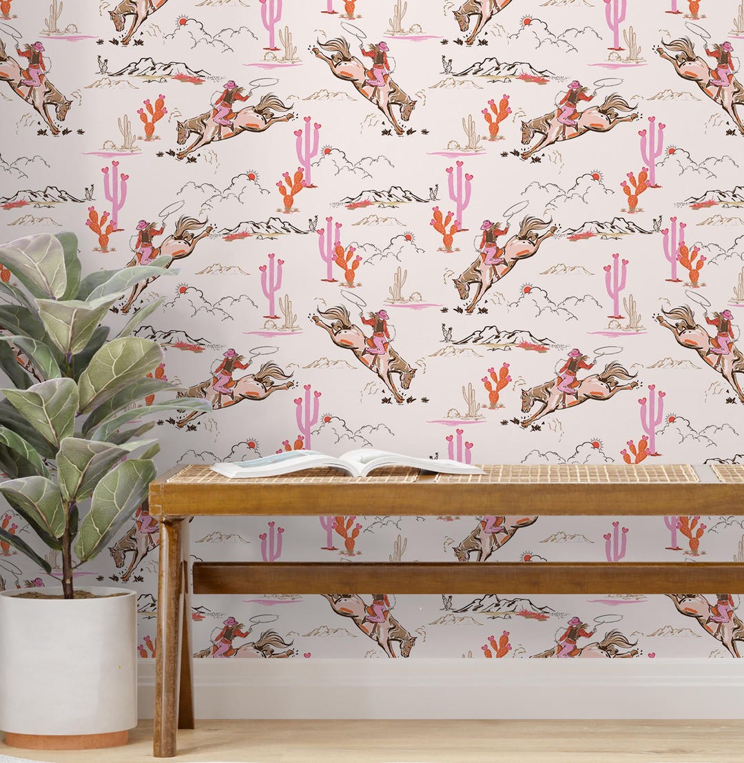 Cowgirl Wallpaper Western Vintage Removable Peel and Stick Wall Paper ...