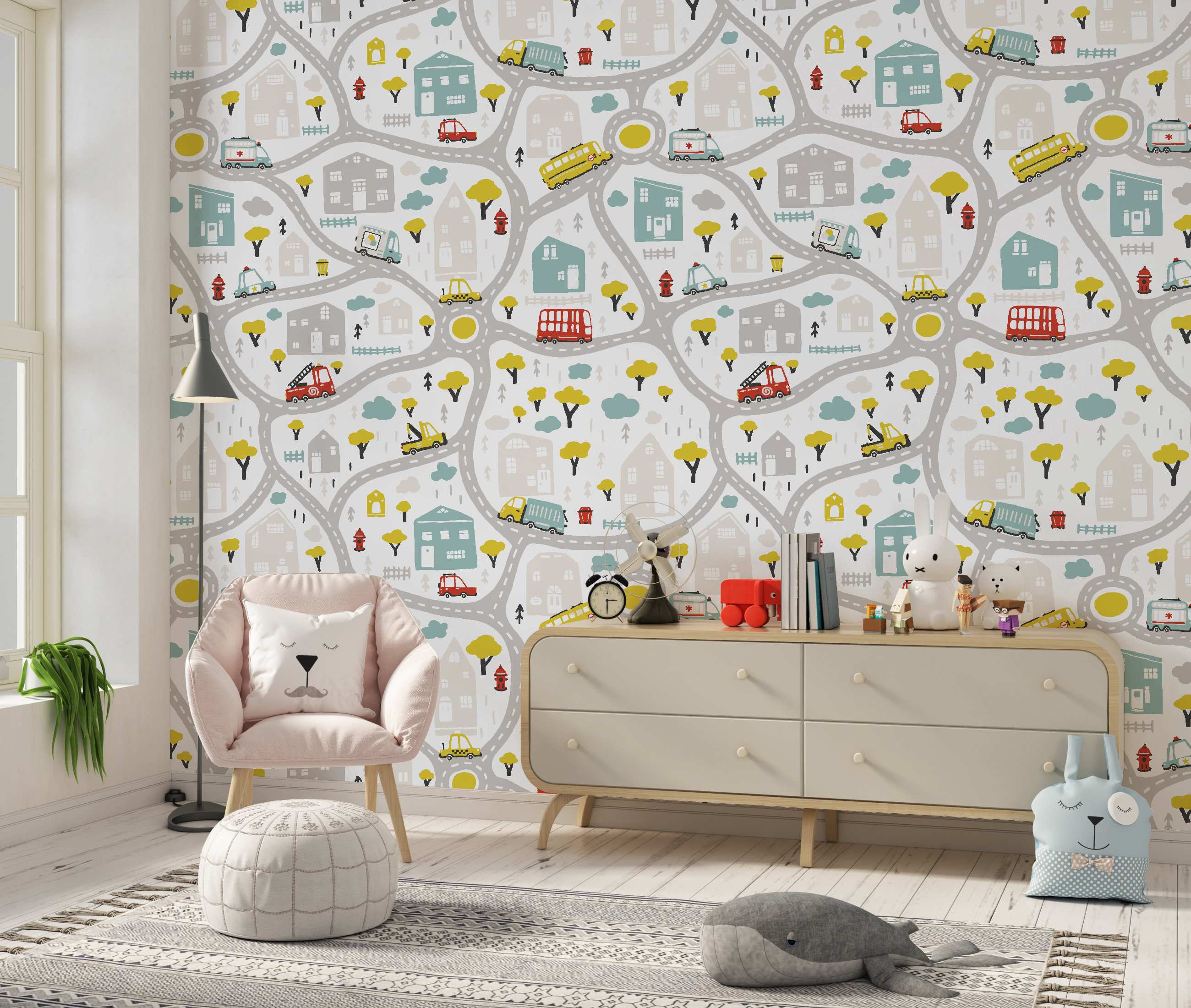 Car Wallpaper for Boys nursery decor Peel-and-Stick Vinyl wall | Etsy