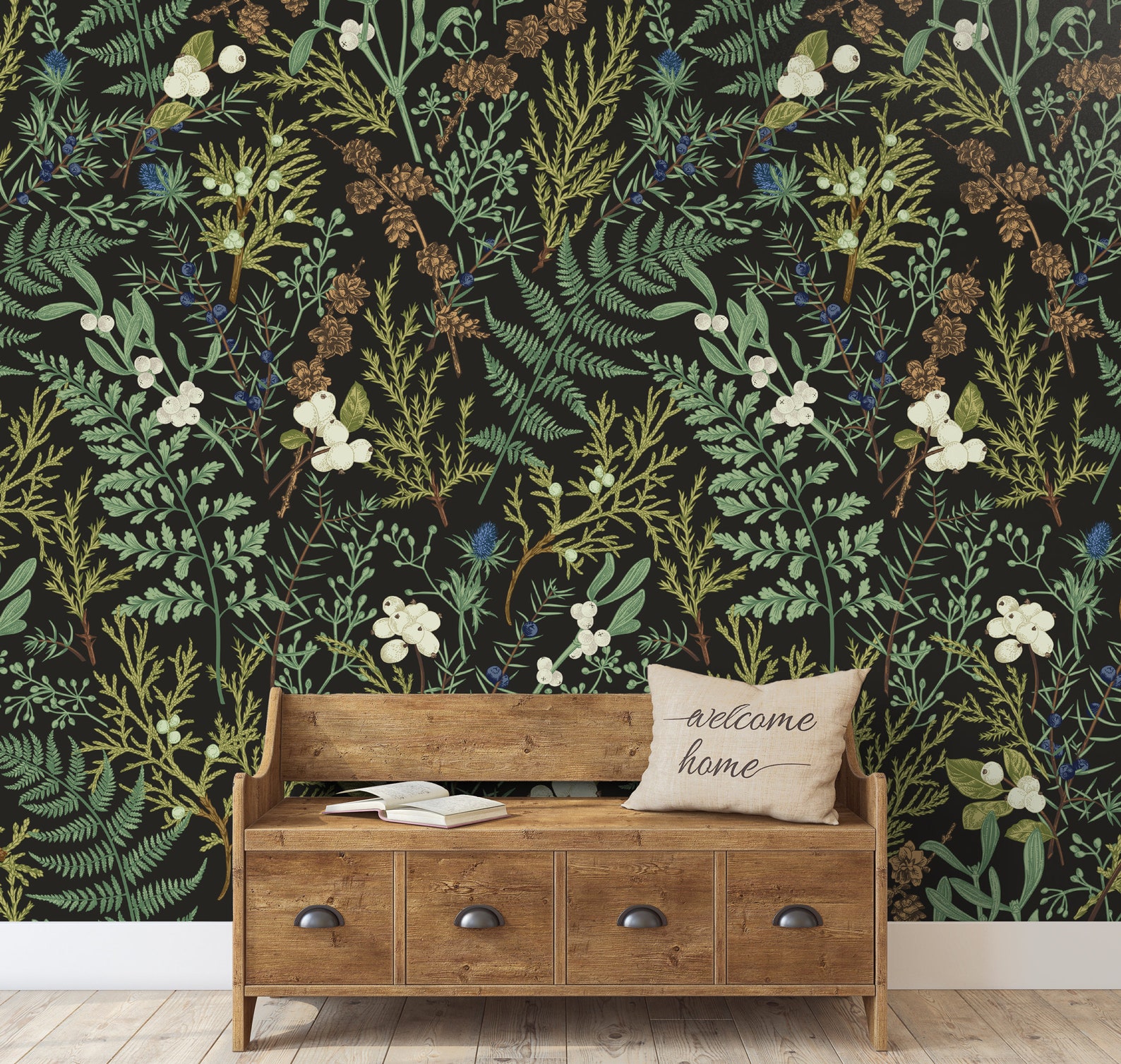 Green Botanical Fern Wallpaper Removable Peel and Stick Wall - Etsy