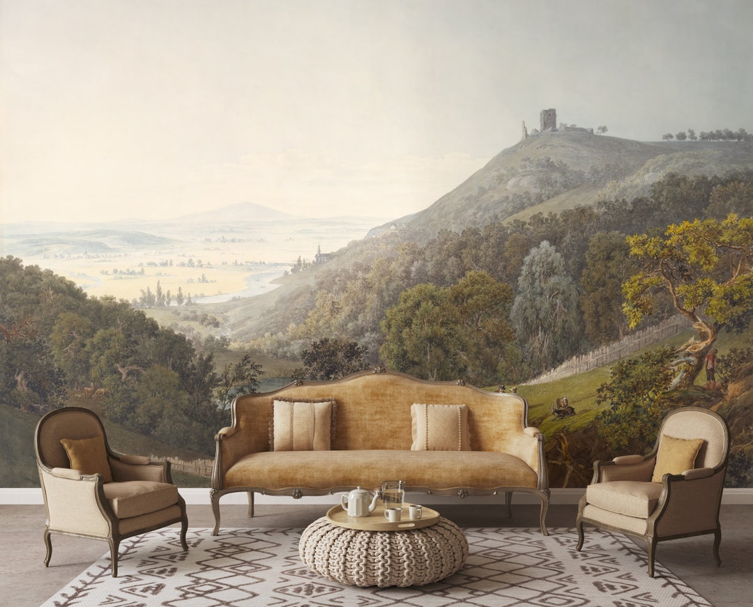 Vintage Landscape Wall Mural Removable Peel and Stick Scenic Oil ...