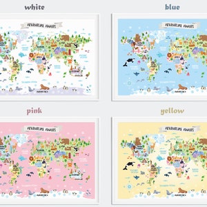 Adventure Awaits World Map Poster for Kids Room Decor Nursery Wall Art ...