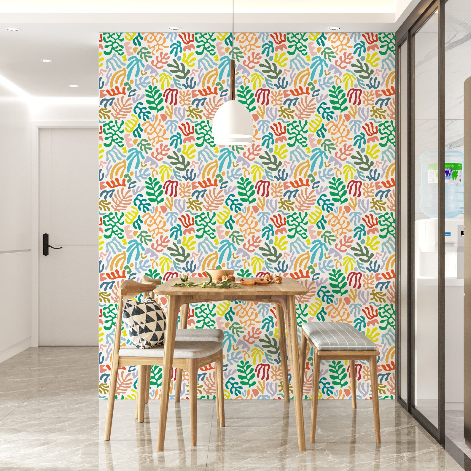 Abstract Wallpaper Playful Multicolor Cutout Shapes | Etsy