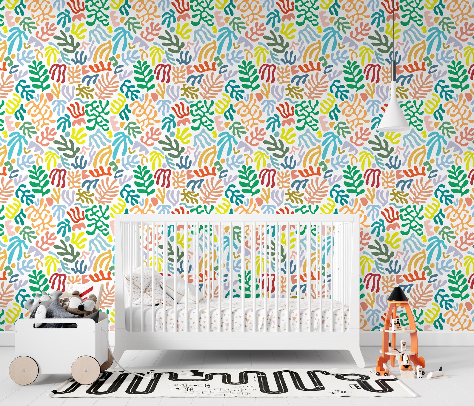 Abstract Wallpaper Playful Multicolor Cutout Shapes | Etsy