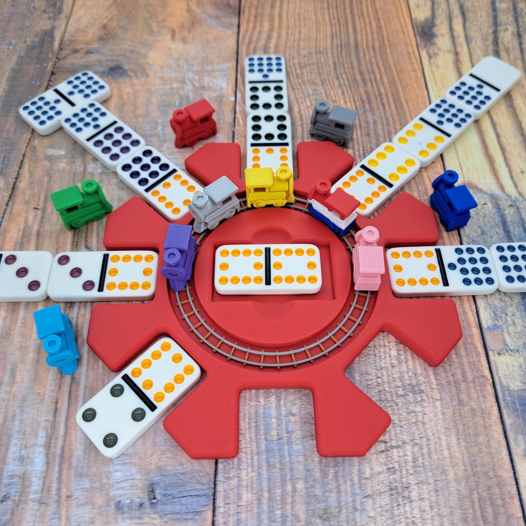 Mexican Train Domino Hub and Marker Set - up to 8 Players, 10 Colorful ...