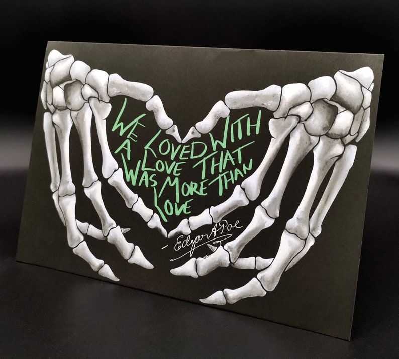 Gothic Valentines Day Greeting Card, Edgar Allen Poe Quote, Anniversary ...