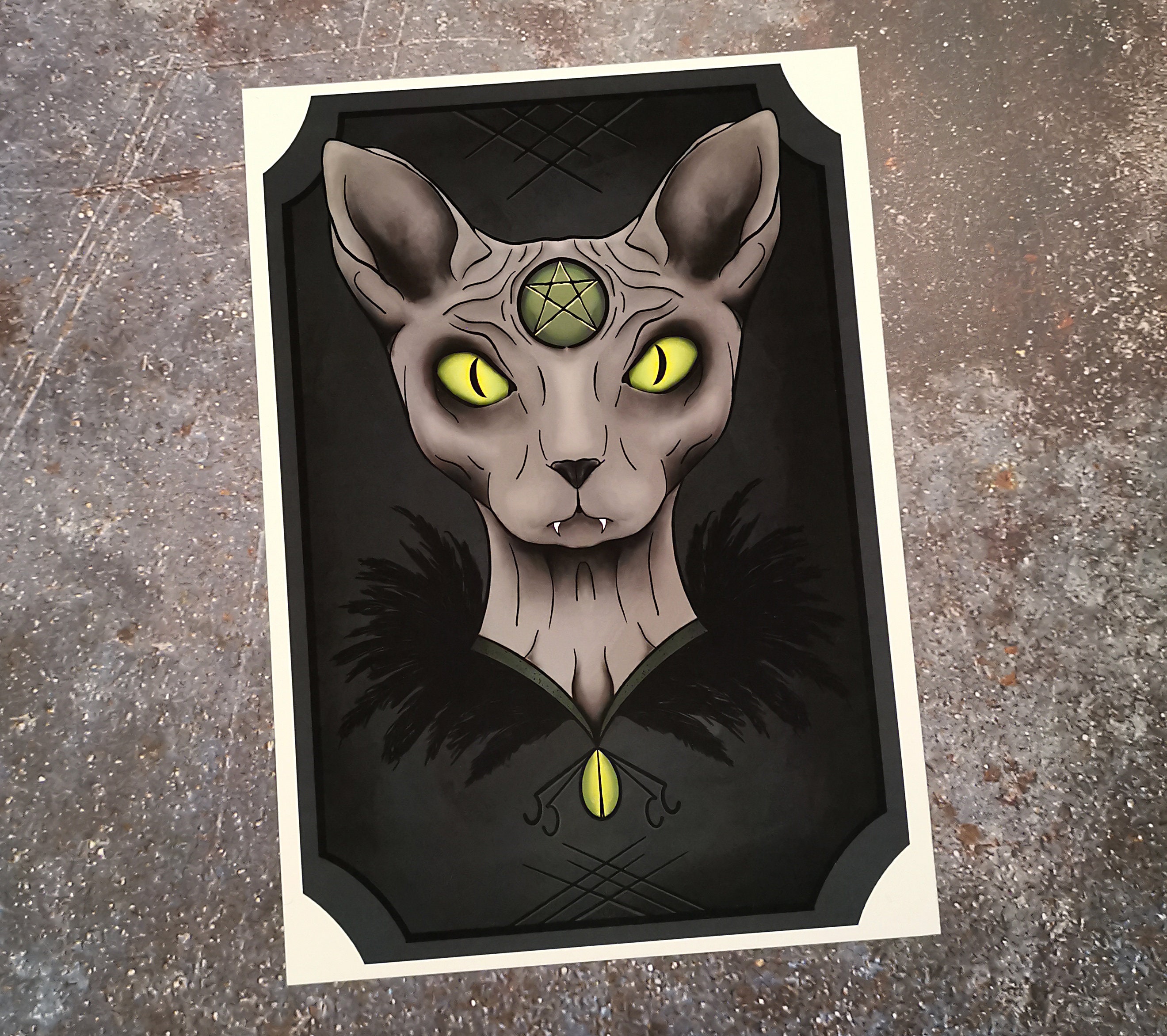 Sphynx Cat Print Witches Cat Satanic Art Witchy Prints - Etsy