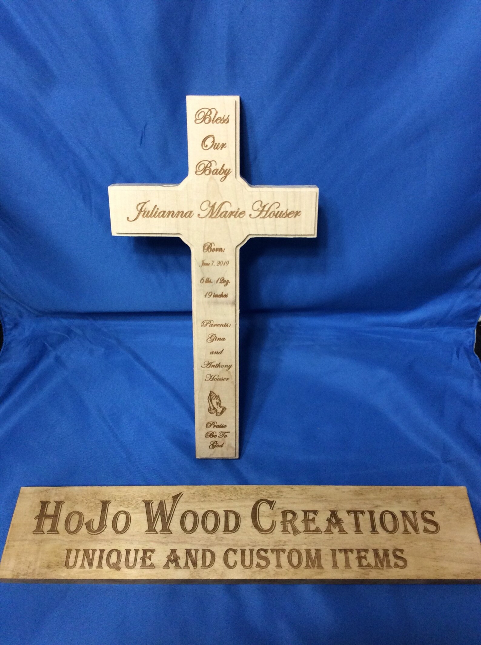 Baby Birth Custom Personalized Cross Laser Engraved Maple Wood Cross ...