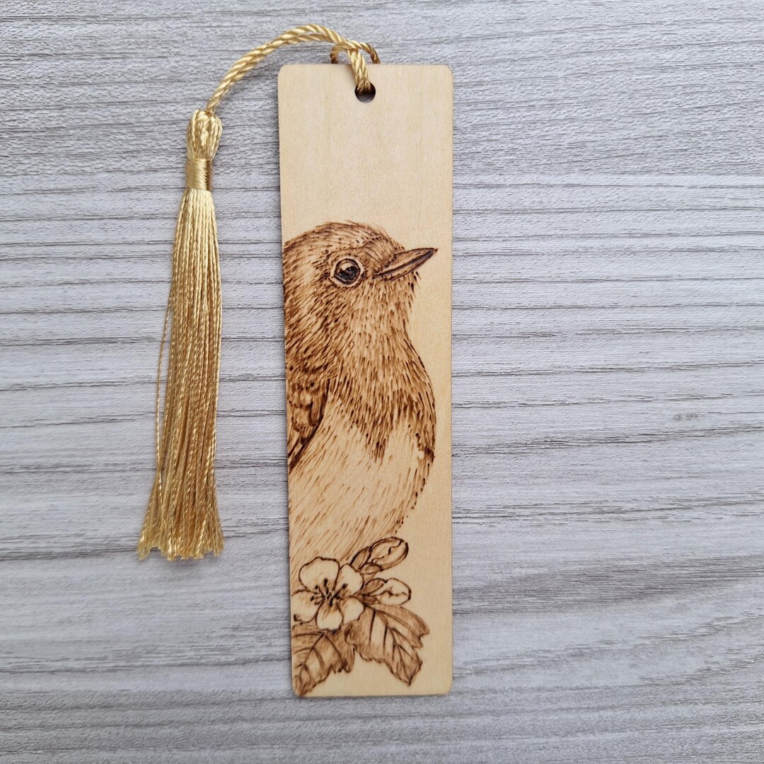 Robin Wooden Bookmark. Unique Hand Drawn Gift for Nature and Garden ...