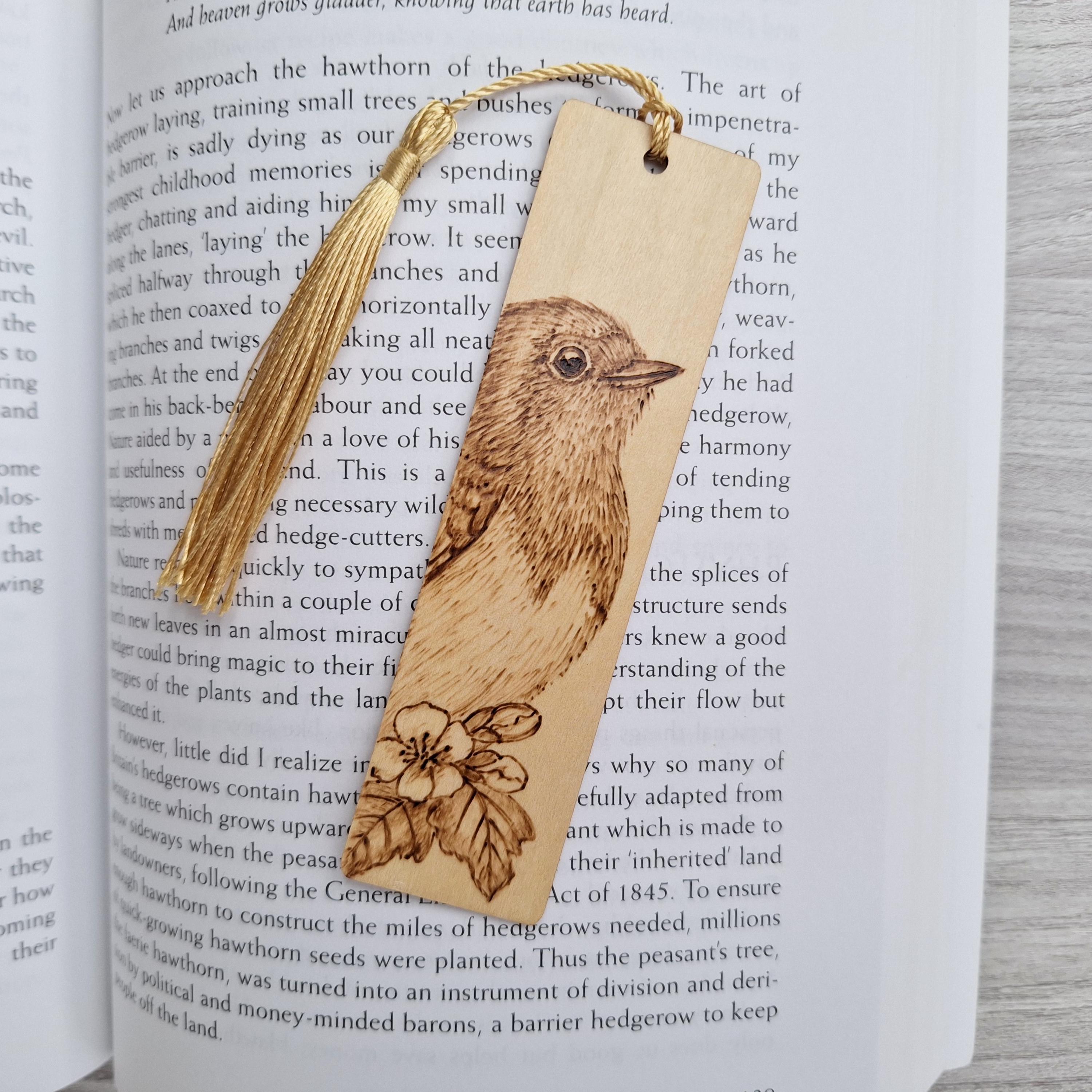 Robin Wooden Bookmark. Unique Hand Drawn Gift for Nature and Garden ...