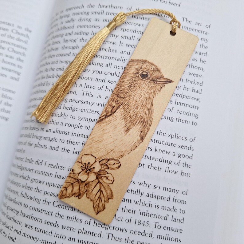 Robin Wooden Bookmark. Unique Hand Drawn Gift for Nature and Garden ...