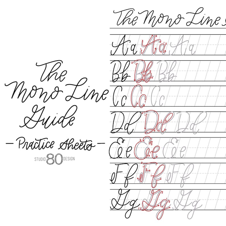 The Mono Line Alphabet Practice Sheets - Etsy