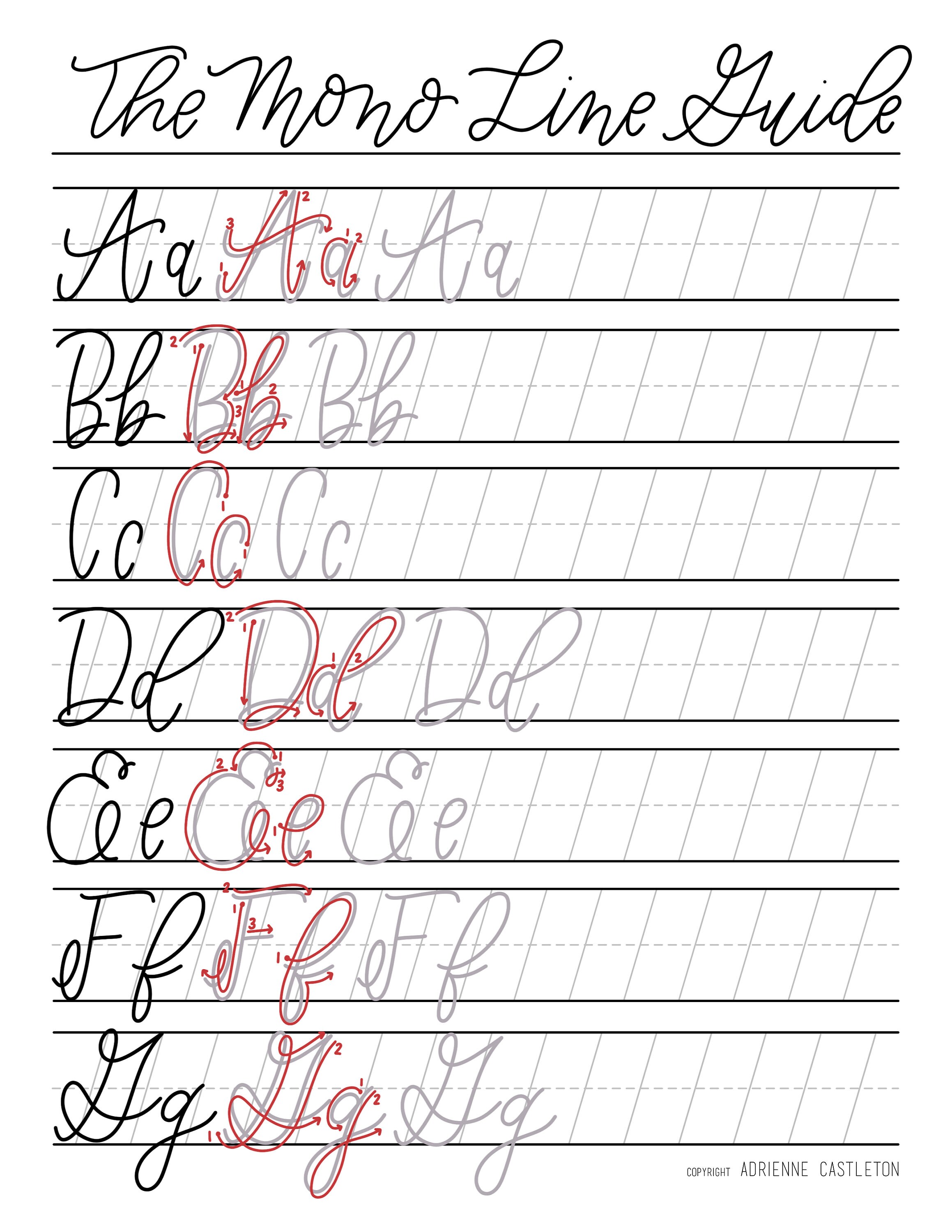 The Mono Line Alphabet Practice Sheets - Etsy