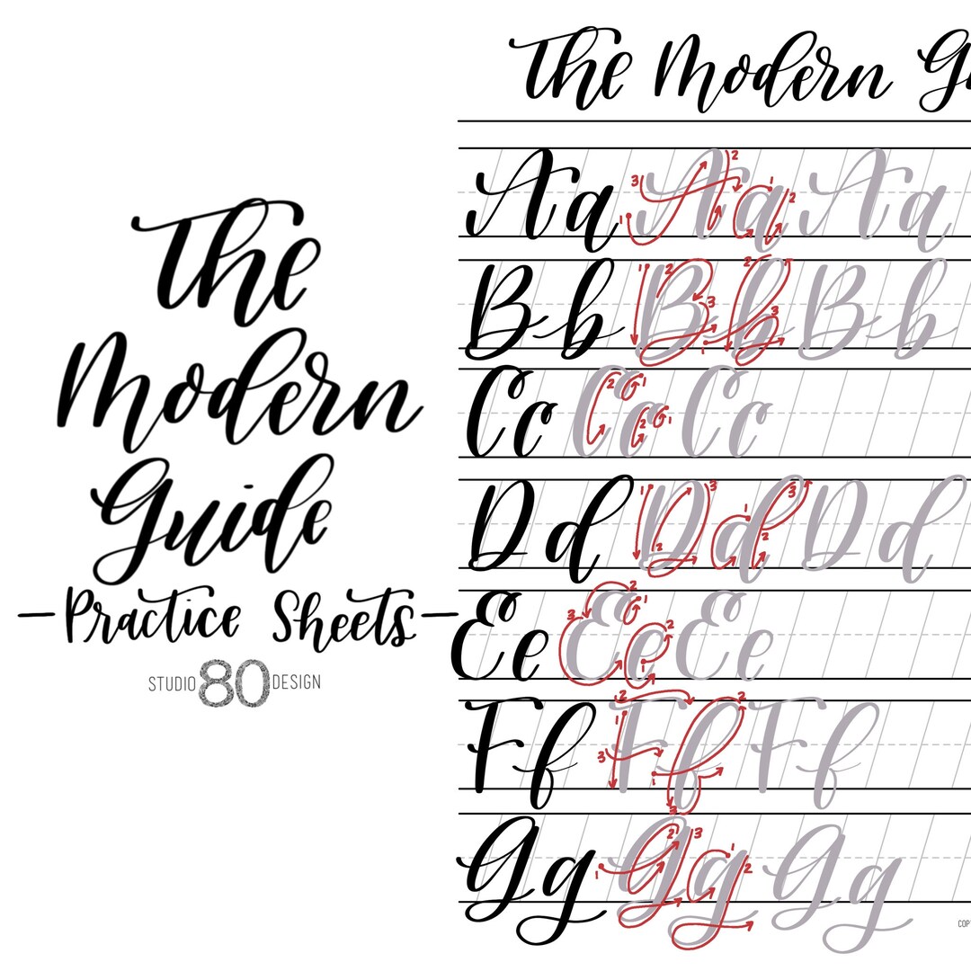 The Modern Alphabet Practice Sheets - Etsy