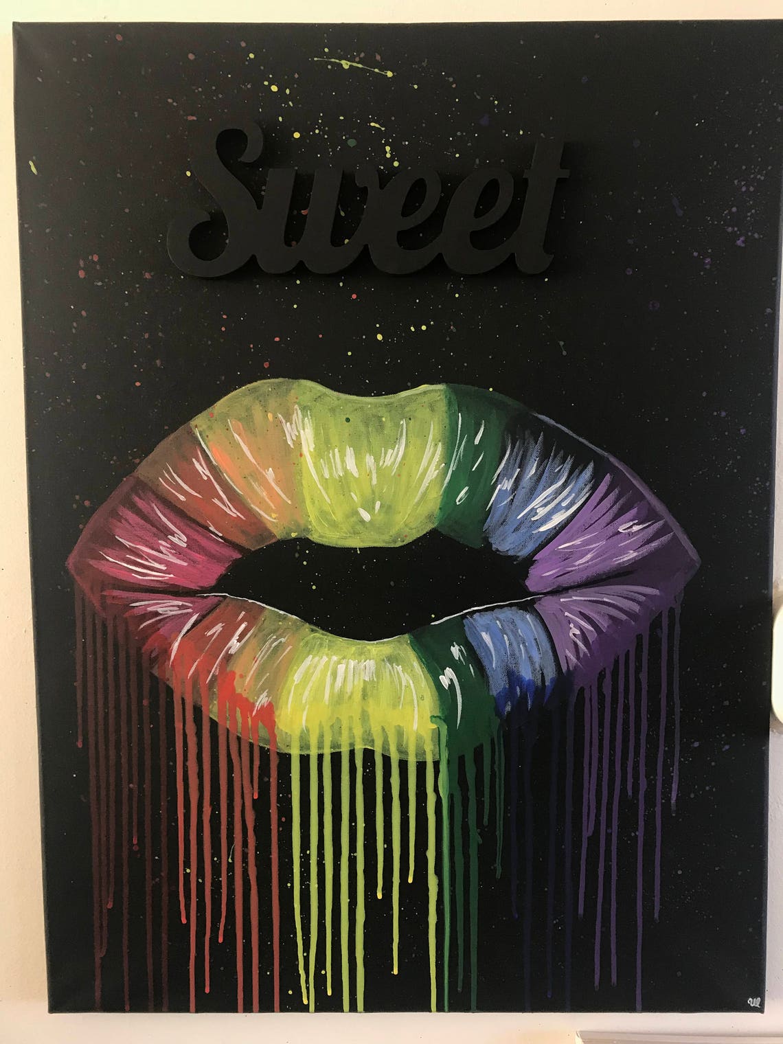 Rainbow Lips Acrylic canvas painting Sweet lips 24x32inch - Etsy Italia