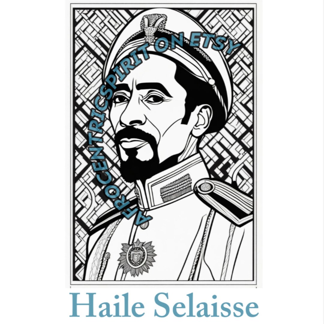 Haile Selaisse Coloring Page Rastafarianism Ethiopia Rastafari Jah ...